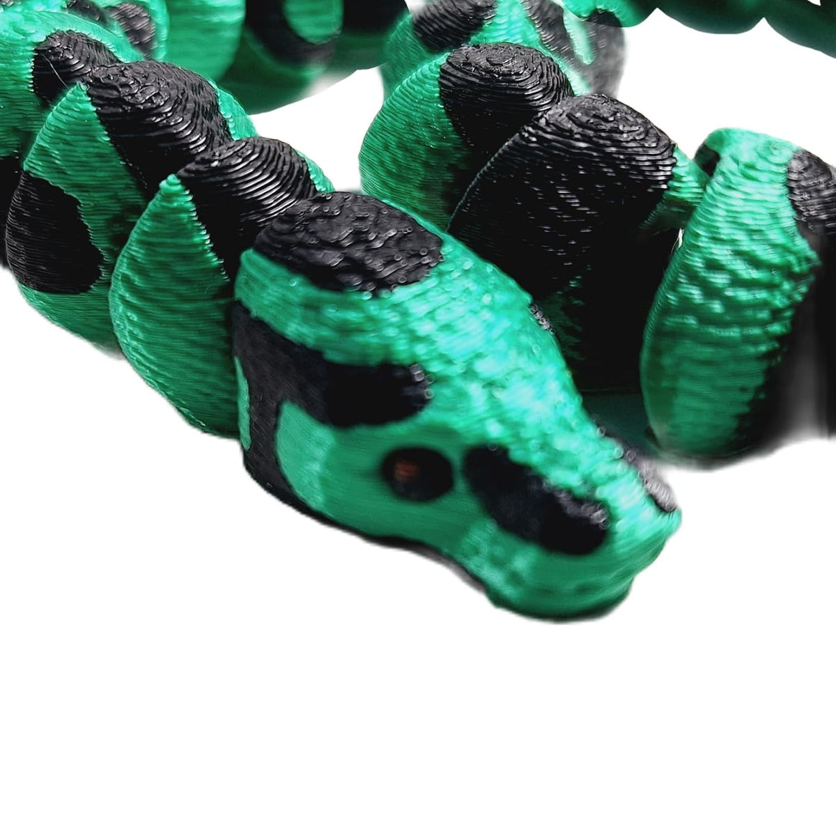 FlexiMech Green Ball Python Fully Articulated 11" Long 3d Printed Snak | Enigmatoys